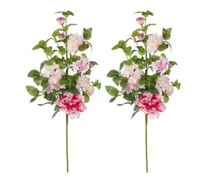 GLITZHOME 28'h Set Of 2 Pink Hydrangea Peony & Herry Pick - One-color
