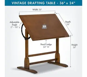 STUDIO DESIGNS HOME Studio Designs Vintag Solid Wood Draft Table W/ Adjust Top