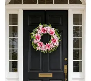 GLITZHOME 24'd Pink Hydrangea Peony & Cherry Wr Eath