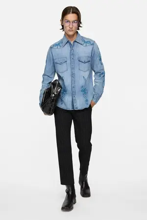 Men's Embroidered Denim Shirts