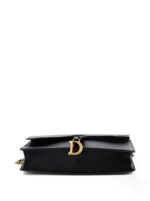 Dior Saddle Chain Leather Clutch Bag - Black
