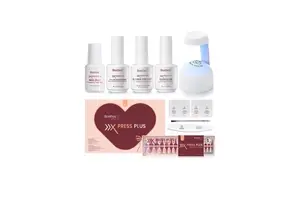 BEETLES X Press Short Almond French Tip Press-on Nails Kit - Pink With White
