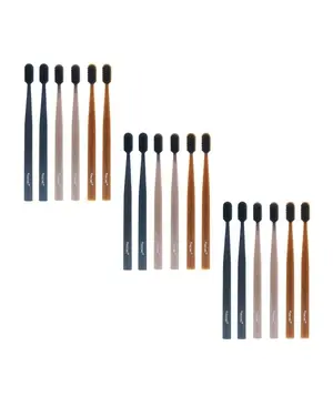 PURSONIC Essentials Bundle: 3 Packs Of 100% Cedarwood Toothbrushes – 18 Natural Toothbrushes - Brown