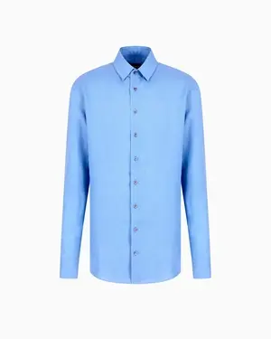 Giorgio Armani Plain Linen Shirt - Light Blue