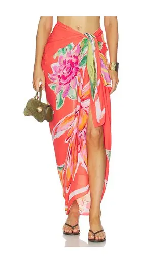 Seafolly Hothouse Floral Sarong In Coral - Summer Melon
