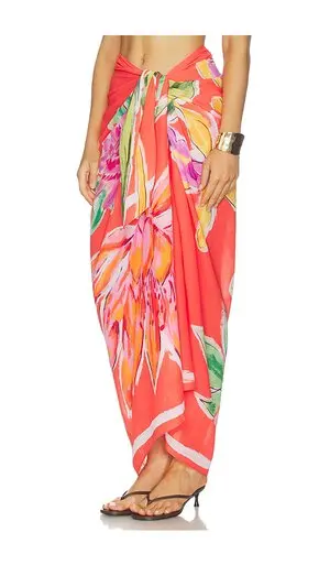 Seafolly Hothouse Floral Sarong In Coral - Summer Melon