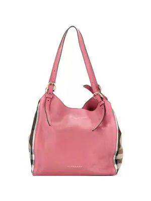 Burberry Canterbury Leather And House Check Canvas Small Tote Bag