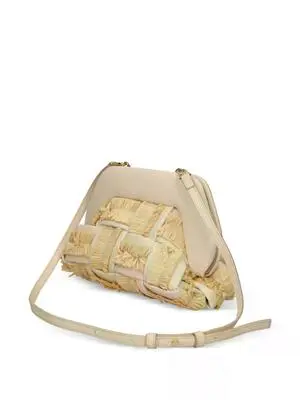 THEMOIRE Woven Crossbody Bag With Fringe - Neutrals