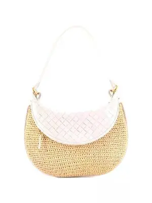 Bottega Veneta Gemelli Raffia With Intrecciato Leather Medium Shoulder Bag