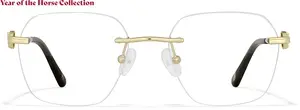 Zenni Geometric Rimless Eyeglasses - Gold