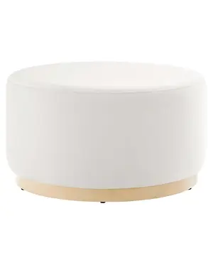 MODWAY Tilden Large 29" Round Performance Velvet Upholstered Ottoman - Alabaster Natural