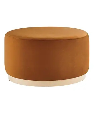 MODWAY Tilden Large 29" Round Performance Velvet Upholstered Ottoman - Rust Natural