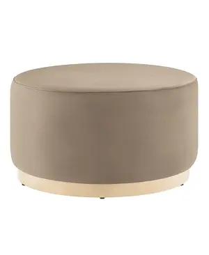 MODWAY Tilden Large 29" Round Performance Velvet Upholstered Ottoman - Taupe Natural