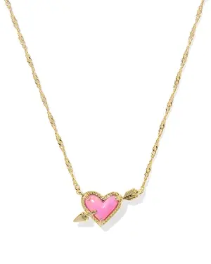 Kendra Scott Ari Heart Arrow Pendant Necklace - Pink/gold