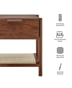 MODWAY Oswin 1-drawer Wood Nightstand