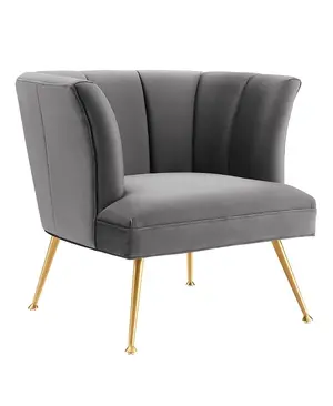 MODWAY Veronica Channel Tufted Performance Velvet Armchair - Gray
