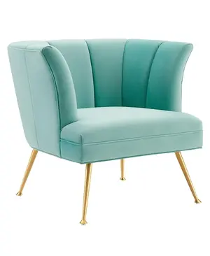 MODWAY Veronica Channel Tufted Performance Velvet Armchair - Mint