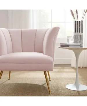 MODWAY Veronica Channel Tufted Performance Velvet Armchair - Pink