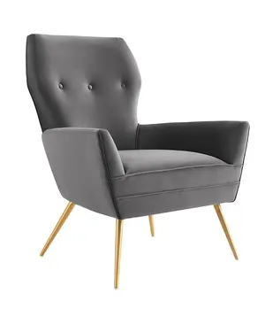 MODWAY Renata Button Tufted Performance Velvet Armchair Gray