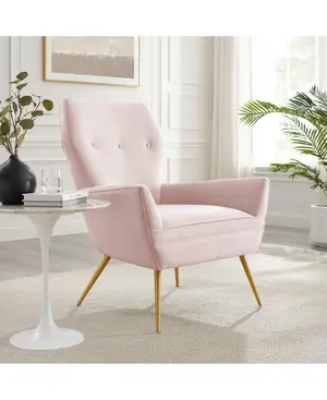 MODWAY Renata Button Tufted Performance Velvet Armchair - Pink