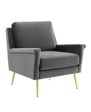 MODWAY Chesapeake Performance Velvet Armchair - Gold And Gray
