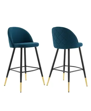 MODWAY Cordial Fabric Bar Stools, Set Of 2 - Azure
