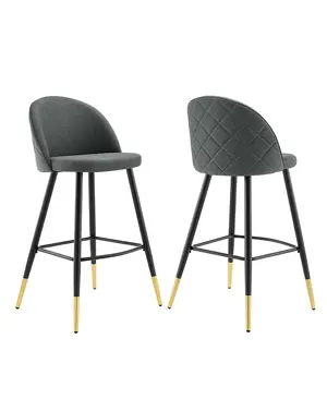MODWAY Cordial Fabric Bar Stools, Set Of 2 - Gray