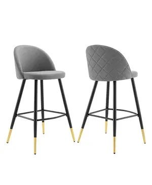 MODWAY Cordial Fabric Bar Stools, Set Of 2 - Light Gray