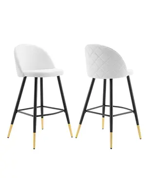 MODWAY Cordial Fabric Bar Stools, Set Of 2 - White