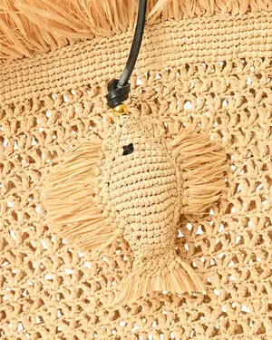 BTB LOS ANGELES Raffia Fish Bag Charm - Natural