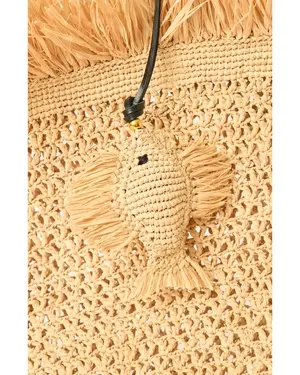 BTB LOS ANGELES Raffia Fish Bag Charm - Natural