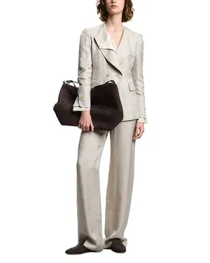Emporio Armani Textured Jacquard Pants - Silver
