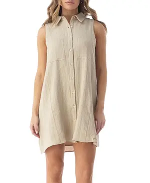 Heaven Relaxed Button-front Sleeveless Shirt Dress