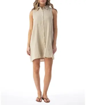 Heaven Relaxed Button-front Sleeveless Shirt Dress