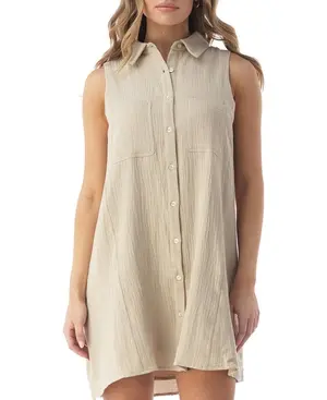 Heaven Relaxed Button-front Sleeveless Shirt Dress