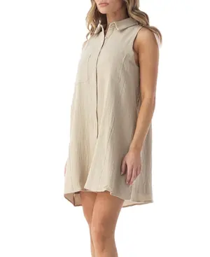 Heaven Relaxed Button-front Sleeveless Shirt Dress