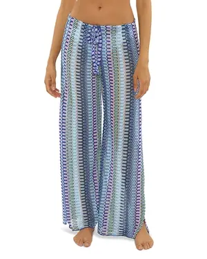 BECCA® By Rebecca Virtue Sundown Crochet Split Leg Cover Up Pants - Lapis Multi