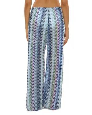 BECCA By Rebecca Virtue Sundown Crochet Split Leg Cover Up Pants - Lapis Multi