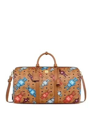 Mcm Ottomar Vi Weekender Bag In Visetos - Cognac