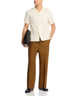 Vince Embroidered Floral Short Sleeve Cabana Shirt