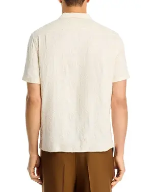 Vince Embroidered Floral Short Sleeve Cabana Shirt
