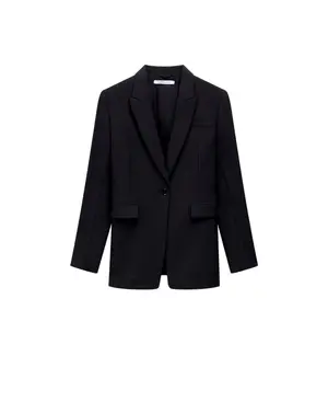 Another Tomorrow Single-button Blazer - Black