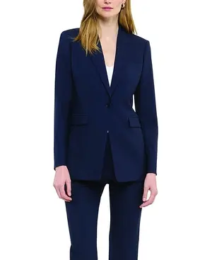 Another Tomorrow Single-button Blazer - Navy