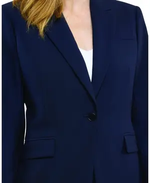 Another Tomorrow Single-button Blazer - Navy