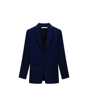 Another Tomorrow Single-button Blazer - Navy