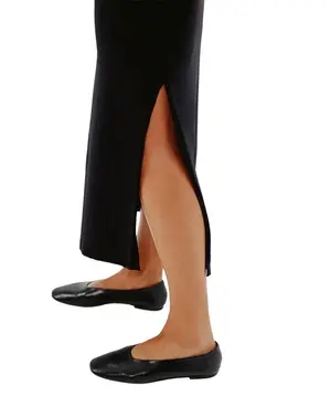 Another Tomorrow Elbow Sleeve Midi Dress - Black