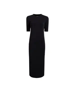 Another Tomorrow Elbow Sleeve Midi Dress - Black