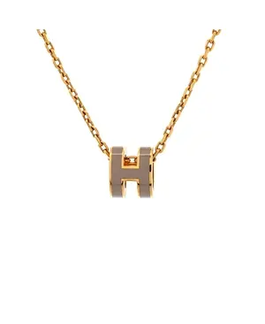 HERMES Mini Pop H Pendant Chain Necklace - Enamel/silver Tone