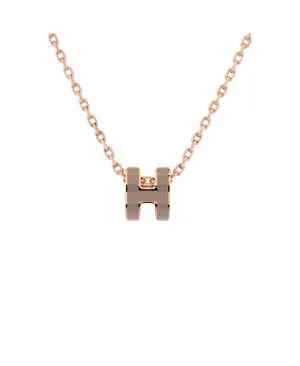 HERMES Mini Pop H Pendant Chain Necklace - Enamel/silver Tone