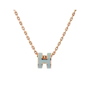 HERMES Mini Pop H Pendant Chain Necklace - Enamel/silver Tone